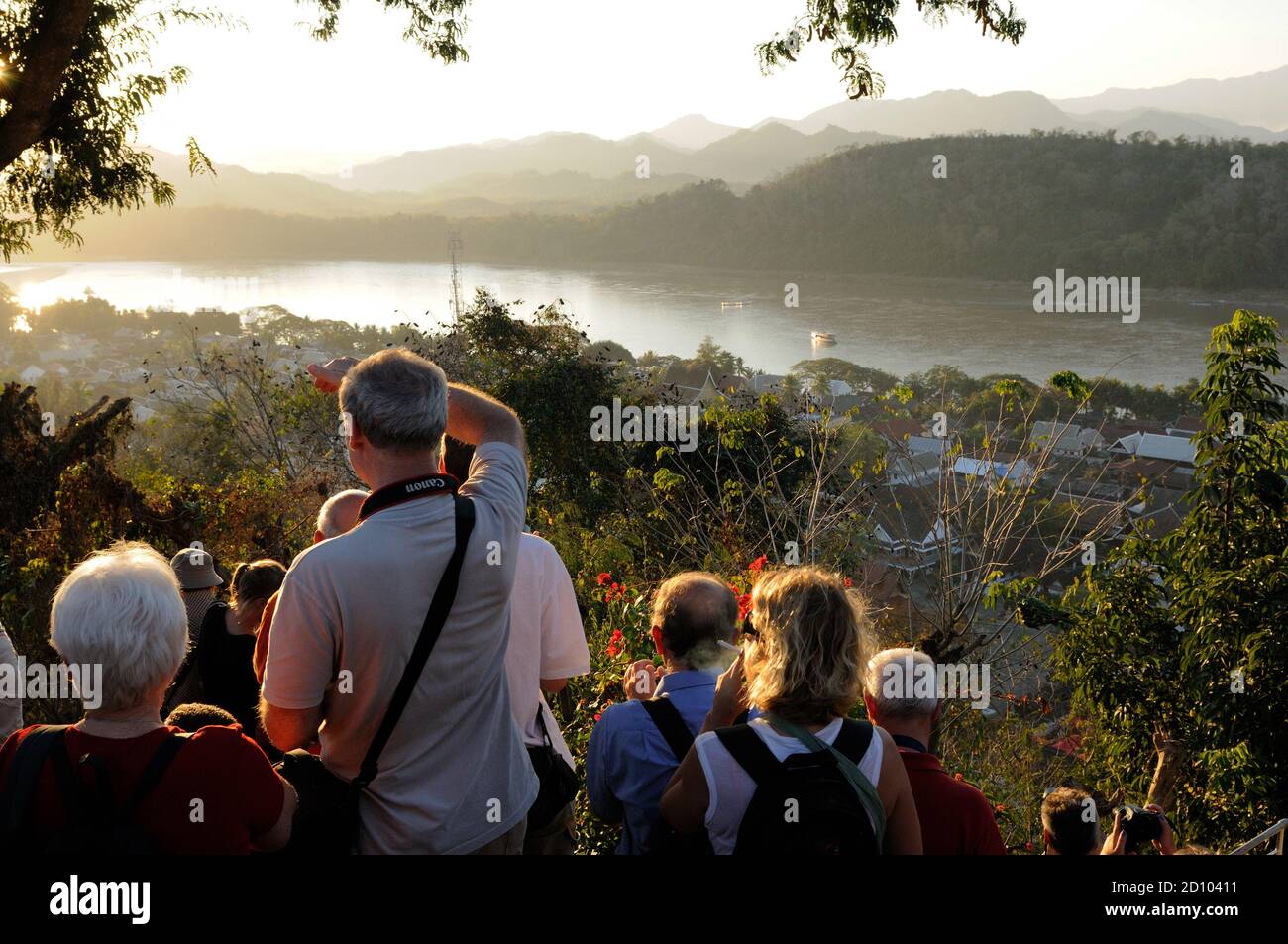North-Laos: "Phou Si" mountain view to the ancient royal city Luang ...
