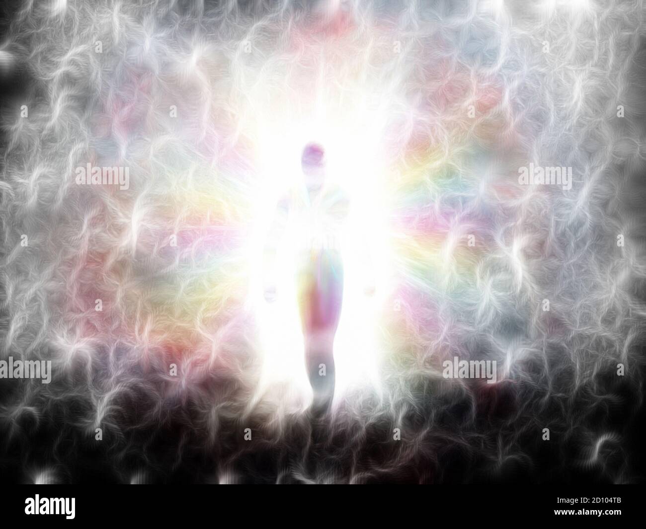 Figure emerges from light Stock Photo - Alamy