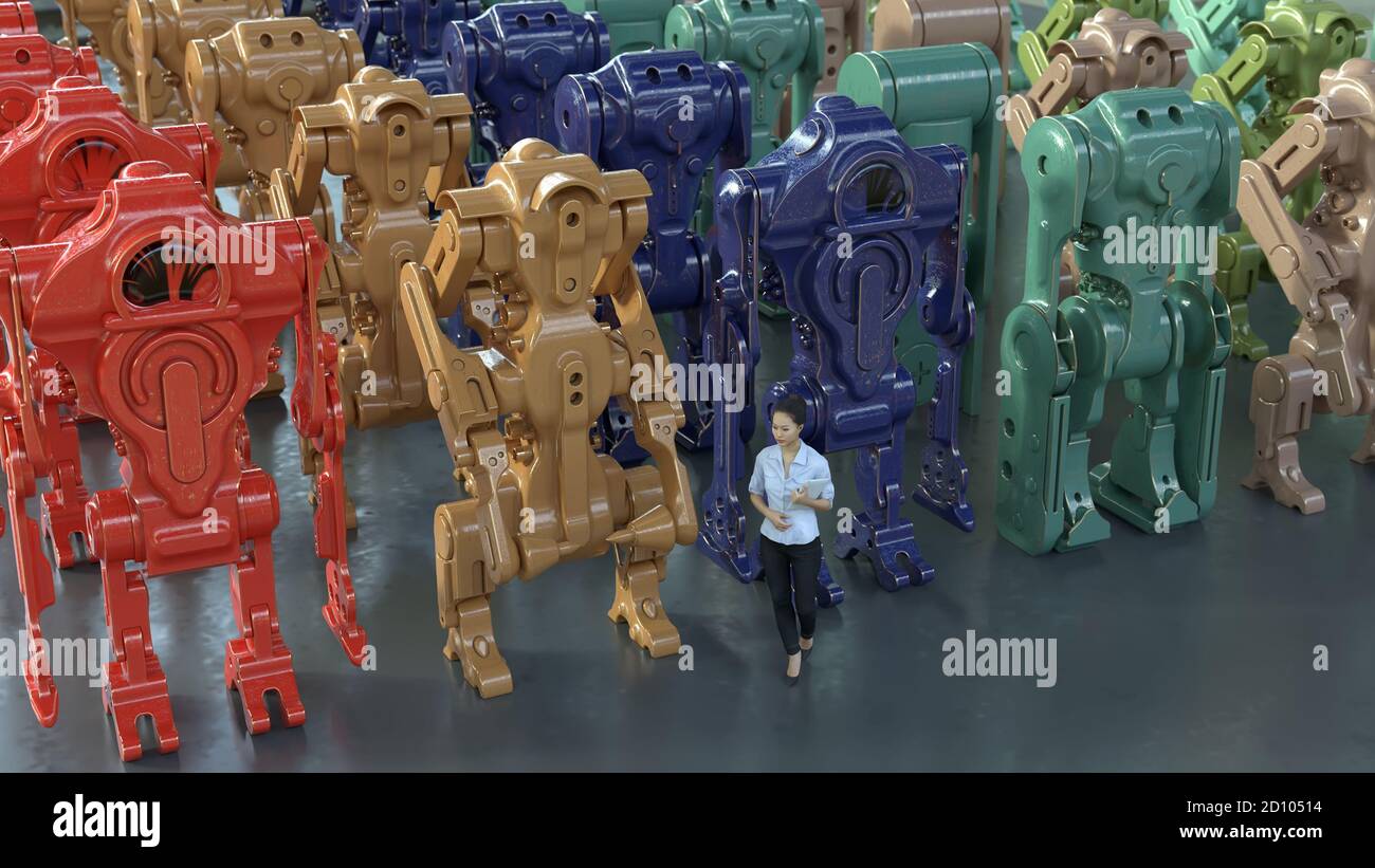 group of metal robots Stock Photo - Alamy
