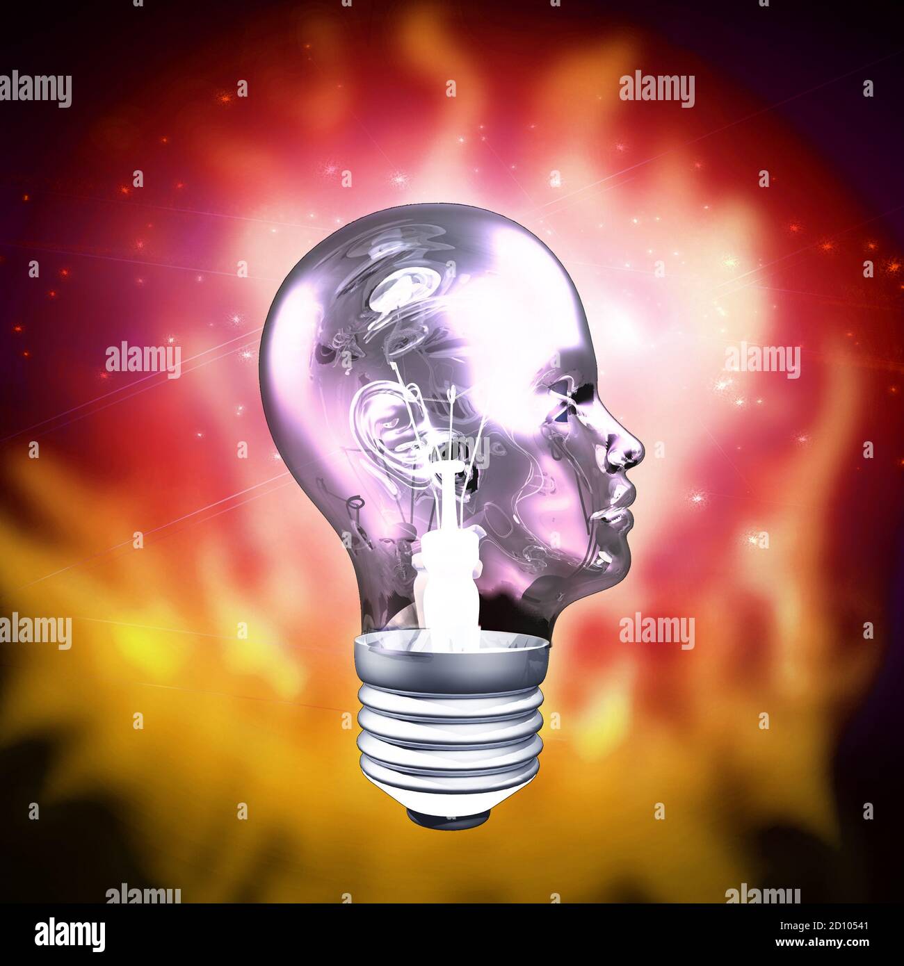 Human Head Light Bulb Stock Photo - Alamy