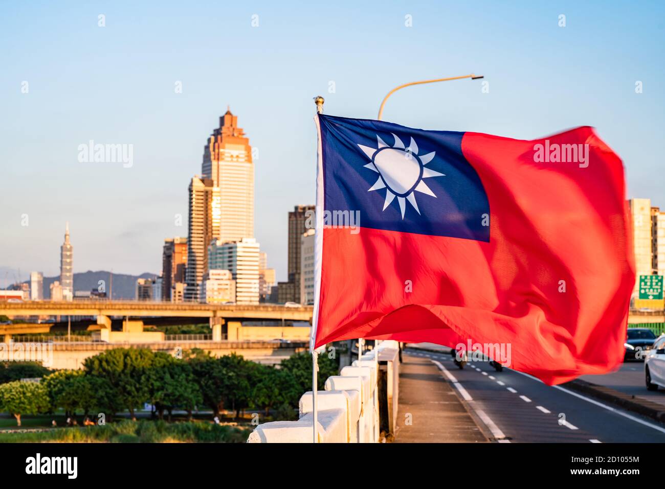 Taipei, Taiwan - Oct 4, 2020: Taiwan flag mockup fluttering in the wind ...
