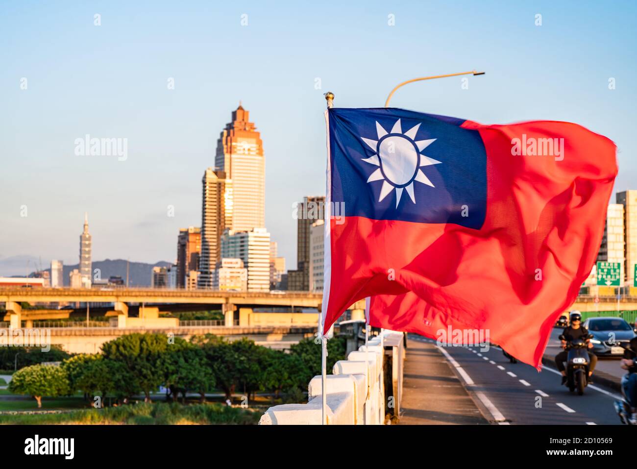 Taipei, Taiwan - Oct 4, 2020: Taiwan flag mockup fluttering in the wind ...