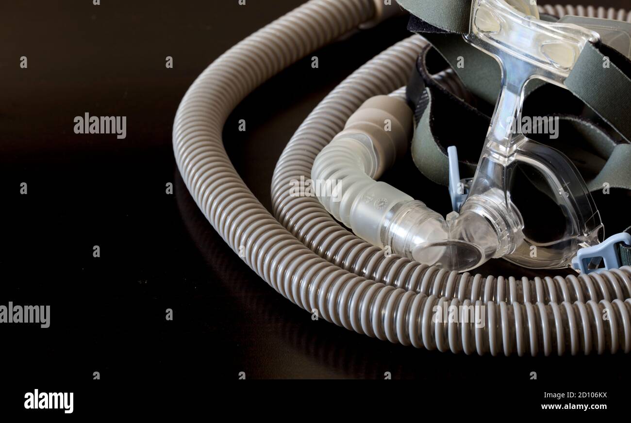 assisted respirator mask on medical work table Stock Photo - Alamy