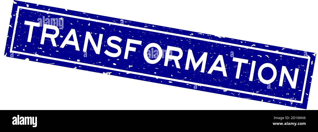 Grunge blue transformation word square rubber seal stamp on white background Stock Vector Image ...