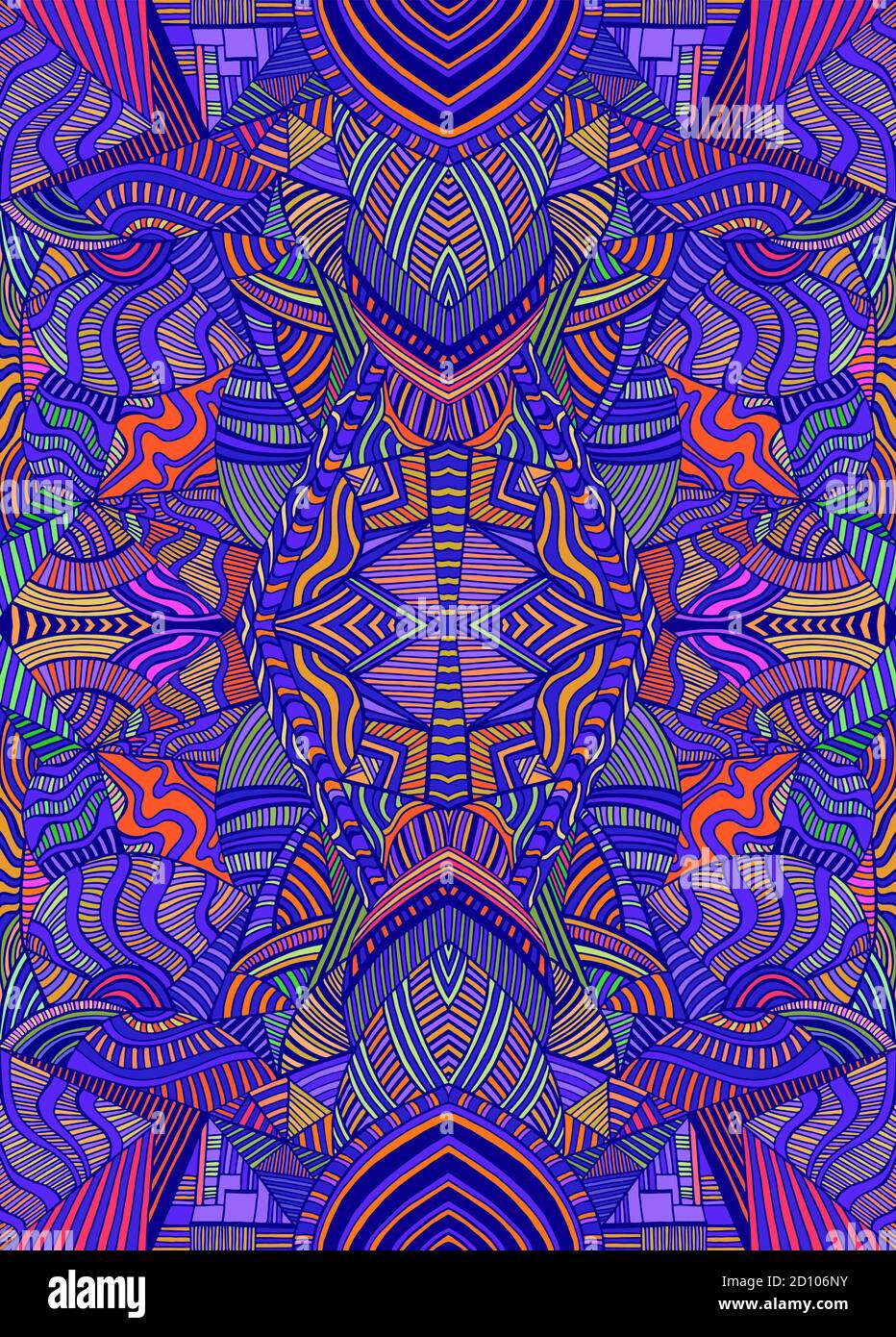 Intricate psychedelic colorful background with many crazy pattern Stock ...