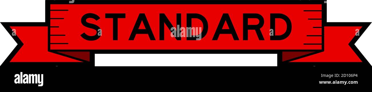Vintage red color label banner with word standard on white background ...