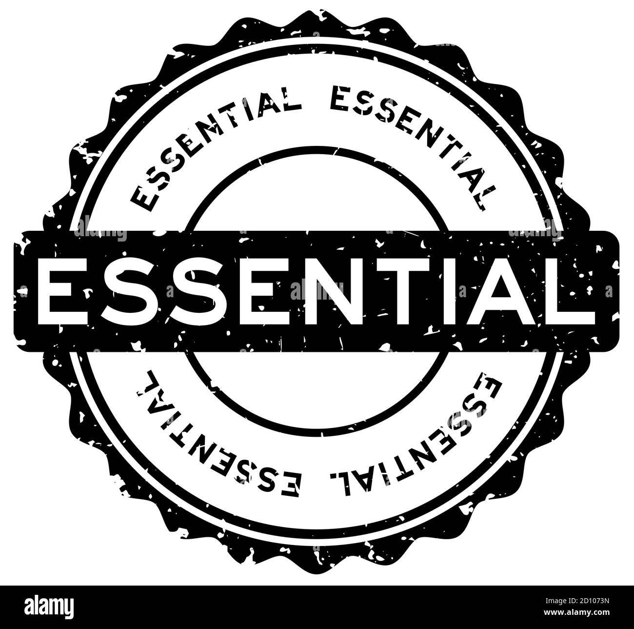 Grunge black essential word round rubber seal stamp on white background ...