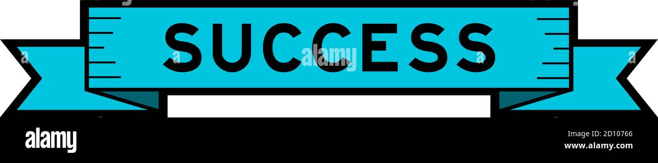Vintage blue color label banner with word success on white background ...