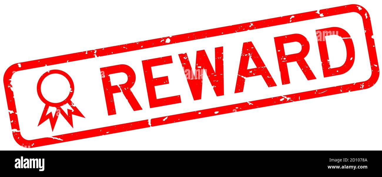 Grunge red reward word with badge icon square rubber seal stamp on ...