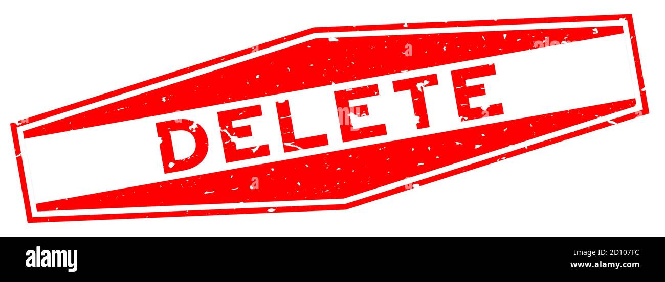 Grunge Red Delete Word Hexagon Rubber Seal Stamp On White Background