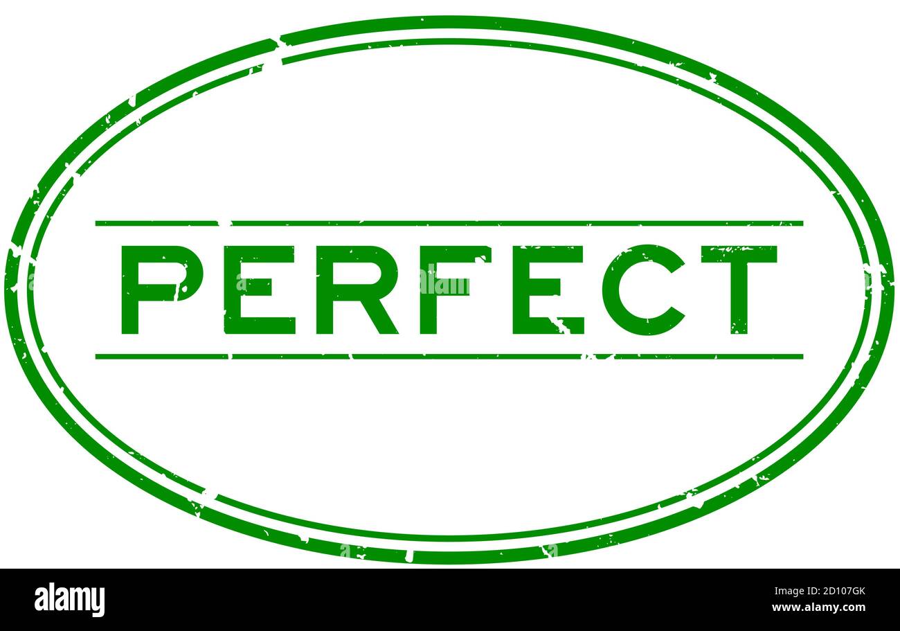 Grunge green perfect word oval rubber seal stamp on white background ...
