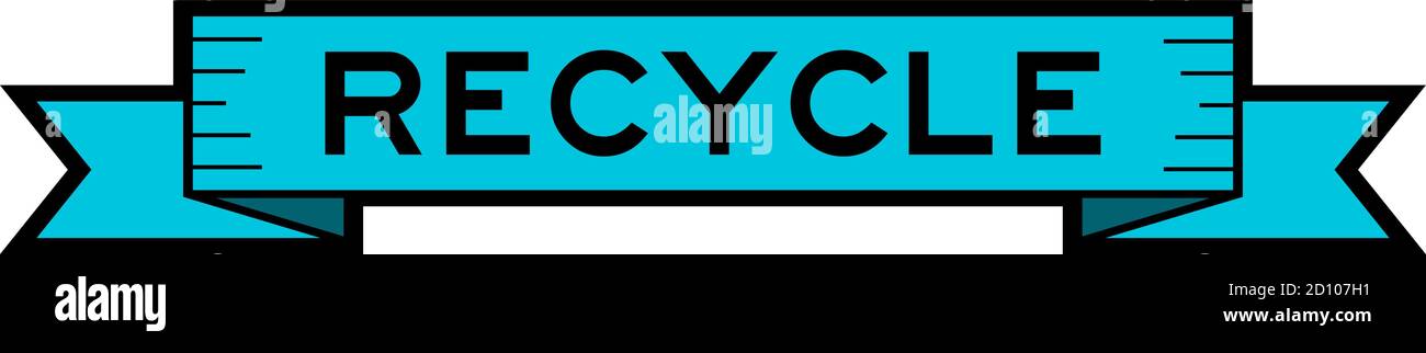 Vintage blue color label banner with word recycle on white background ...