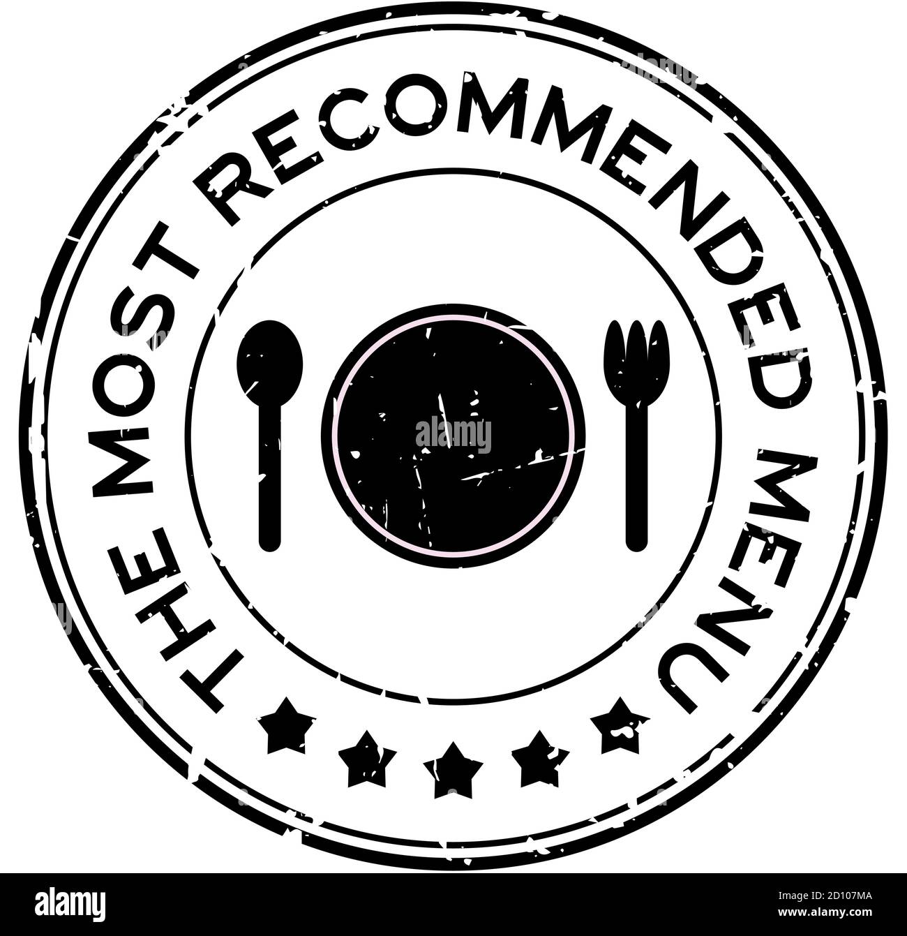 Grunge black the most recommended menu word with dish, spoon and fork ...