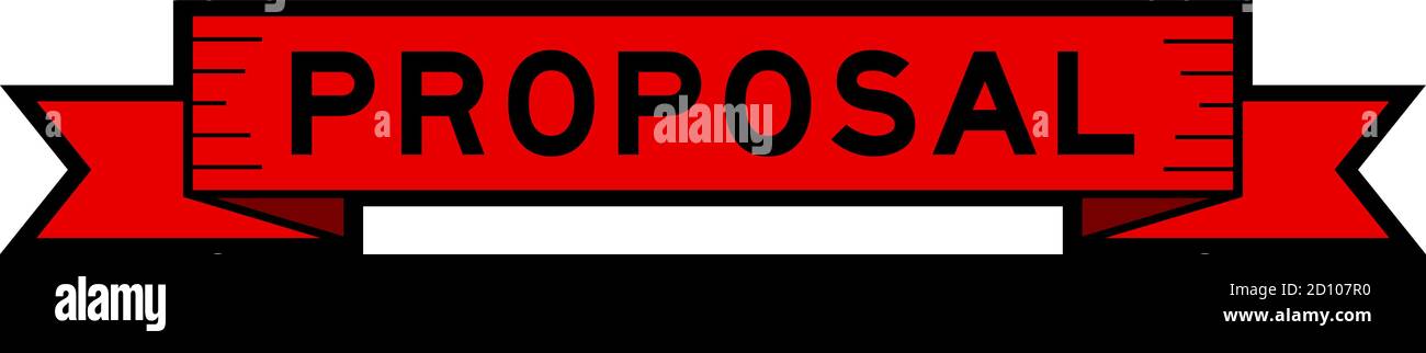 Vintage red color label banner with word proposal on white background ...
