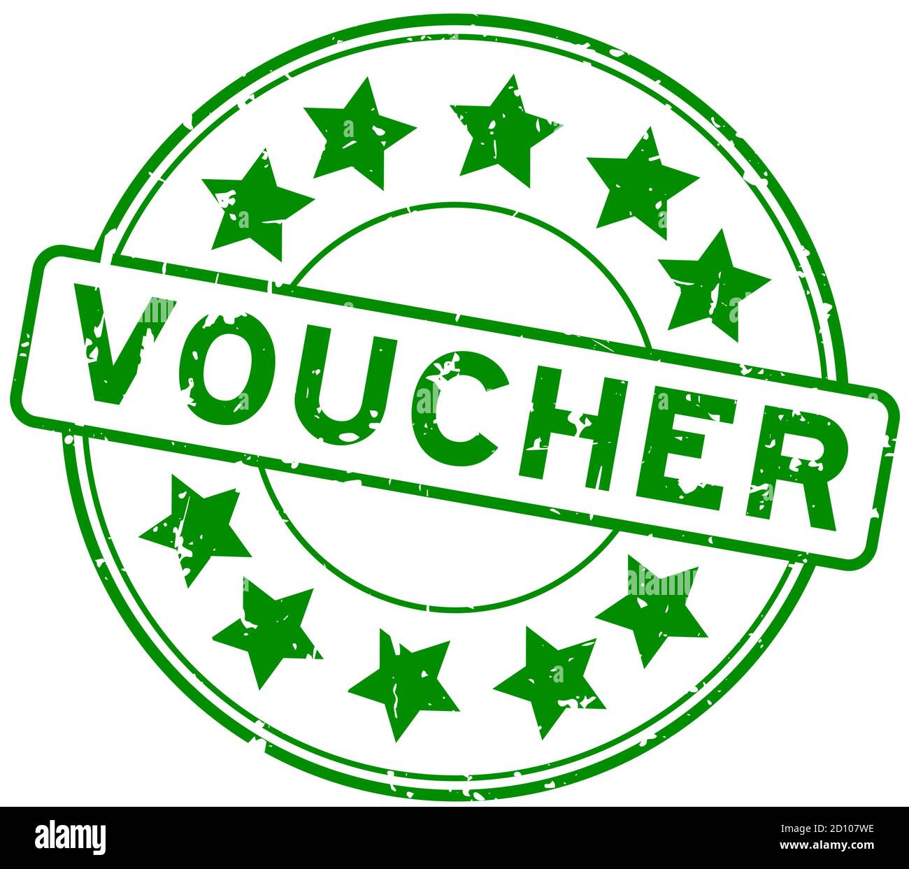 Grunge green voucher word round rubber seal stamp on white background ...