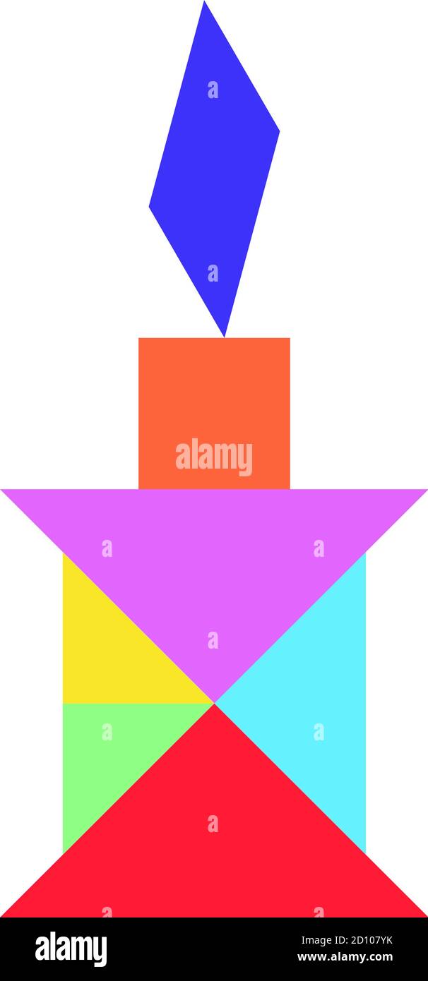 Color tangram puzzle in candle shape on white background Stock Vector ...