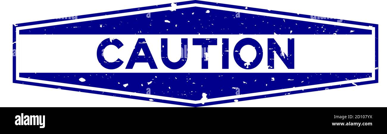 Grunge blue caution word hexagon rubber seal stamp on white background Stock Vector Image & Art ...