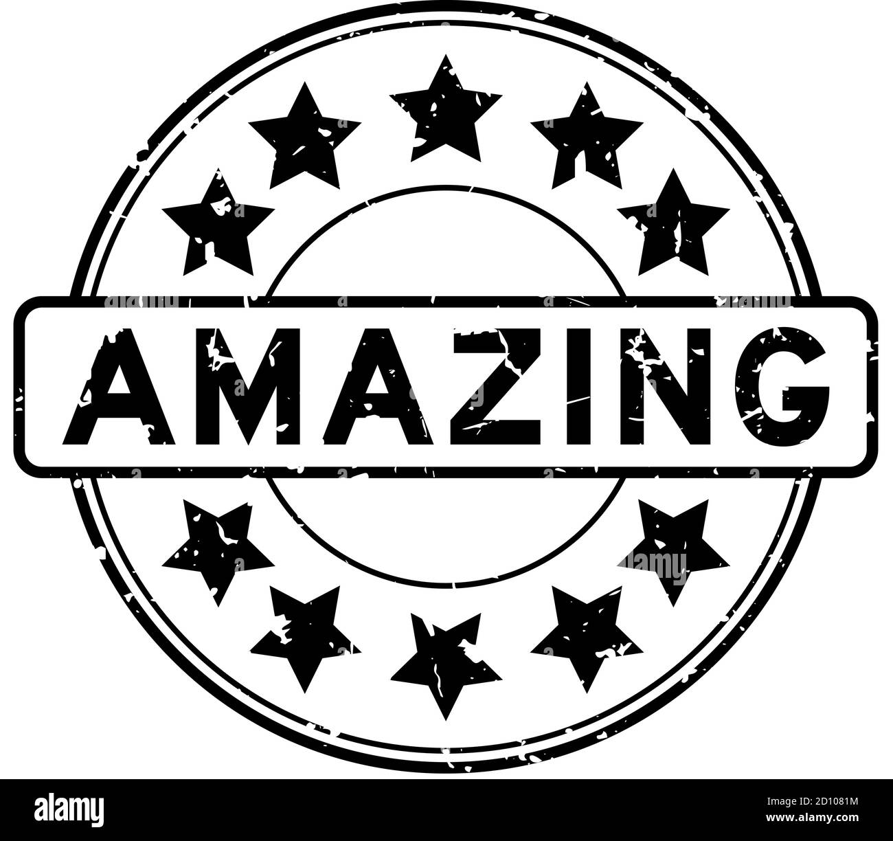Grunge black amazing word with star icon round rubber seal stamp on ...
