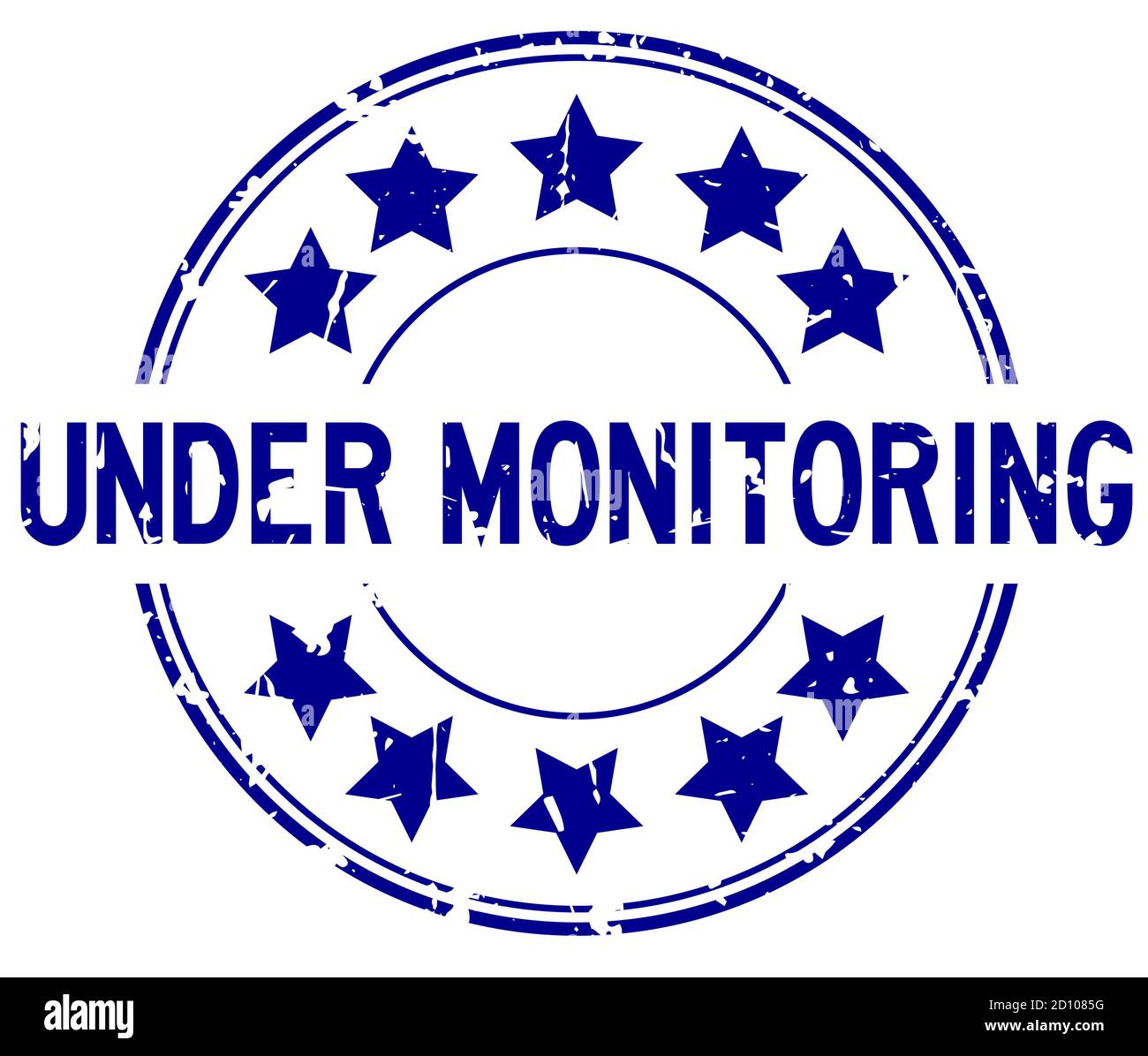 Grunge blue under monitoring word with star icon rubber seal stamp on ...