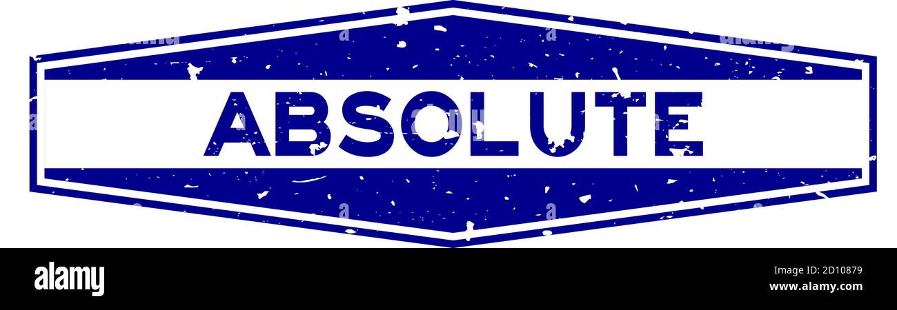 Grunge blue absolute word hexagon rubber seal stamp on white background ...