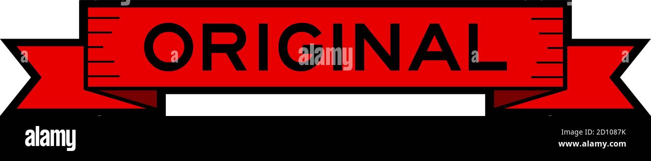 Vintage red color label banner with word original on white background ...