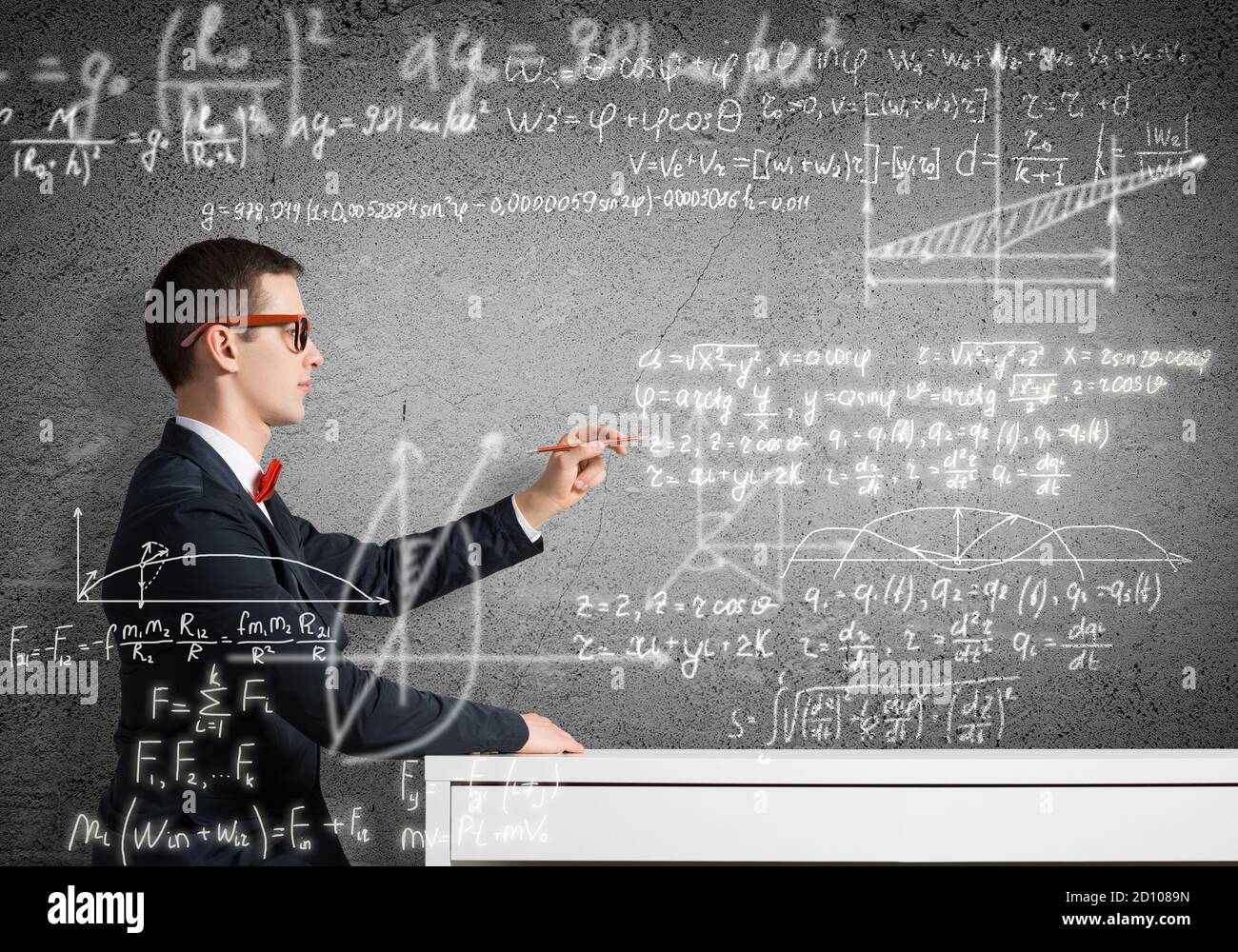 Student drawing science formulas Stock Photo - Alamy