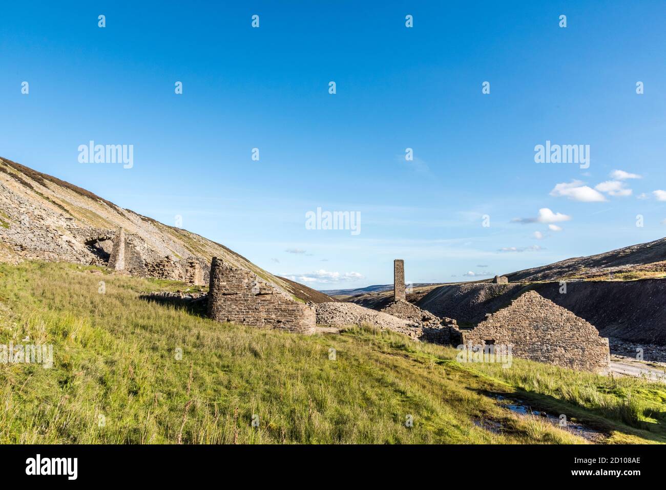 Dales. These are the ruins of the abandoned Old Gang lead mine smelt ...
