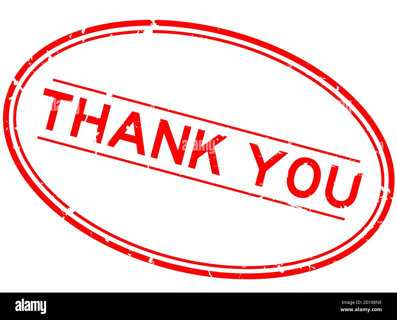 Grunge red thank you word oval rubber seal stamp on white background ...