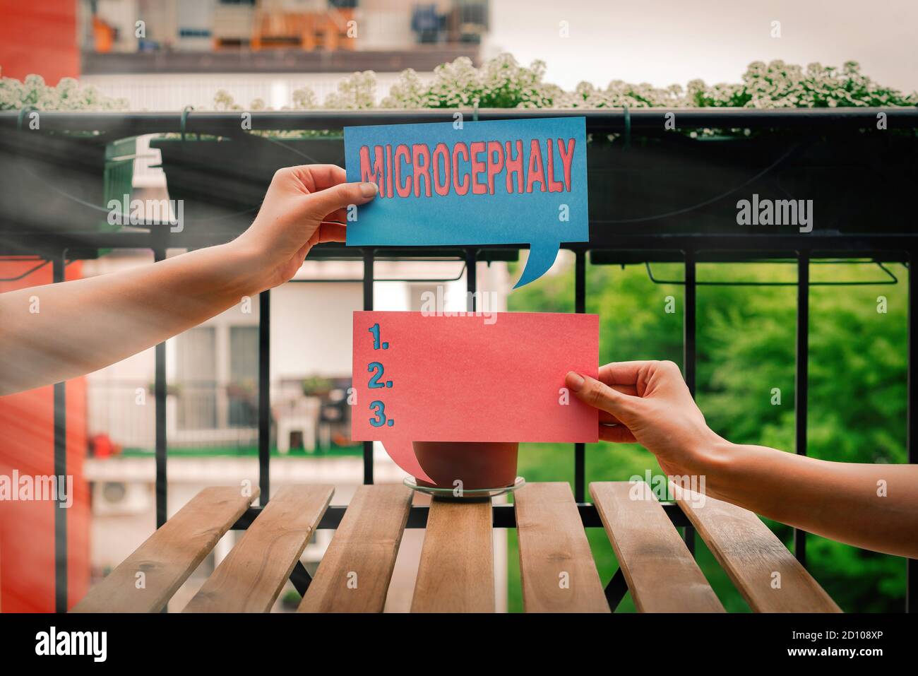 Text sign showing Microcephaly. Business photo showcasing condition of ...