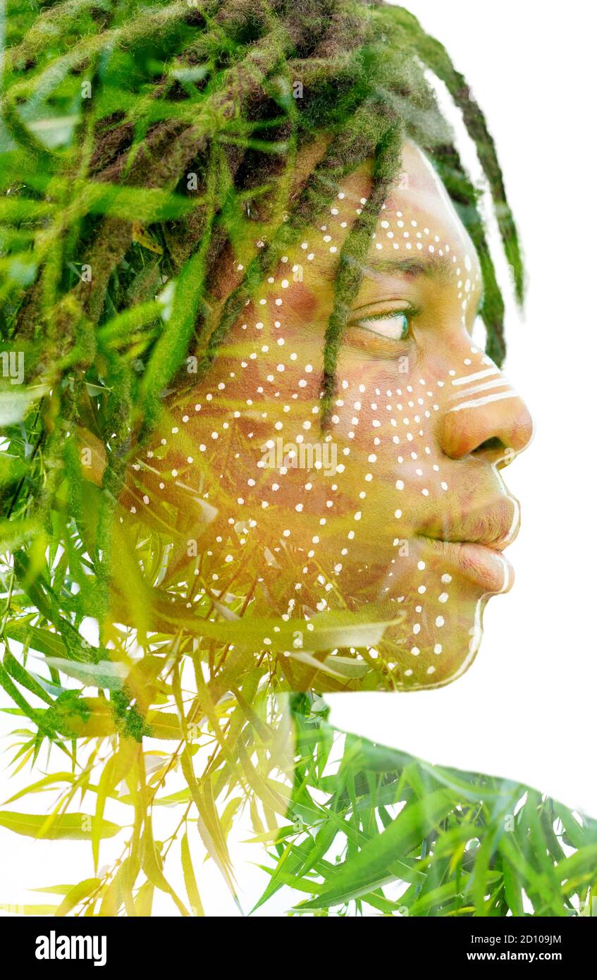 Surreal creative double exposure portrait Stock Photo - Alamy