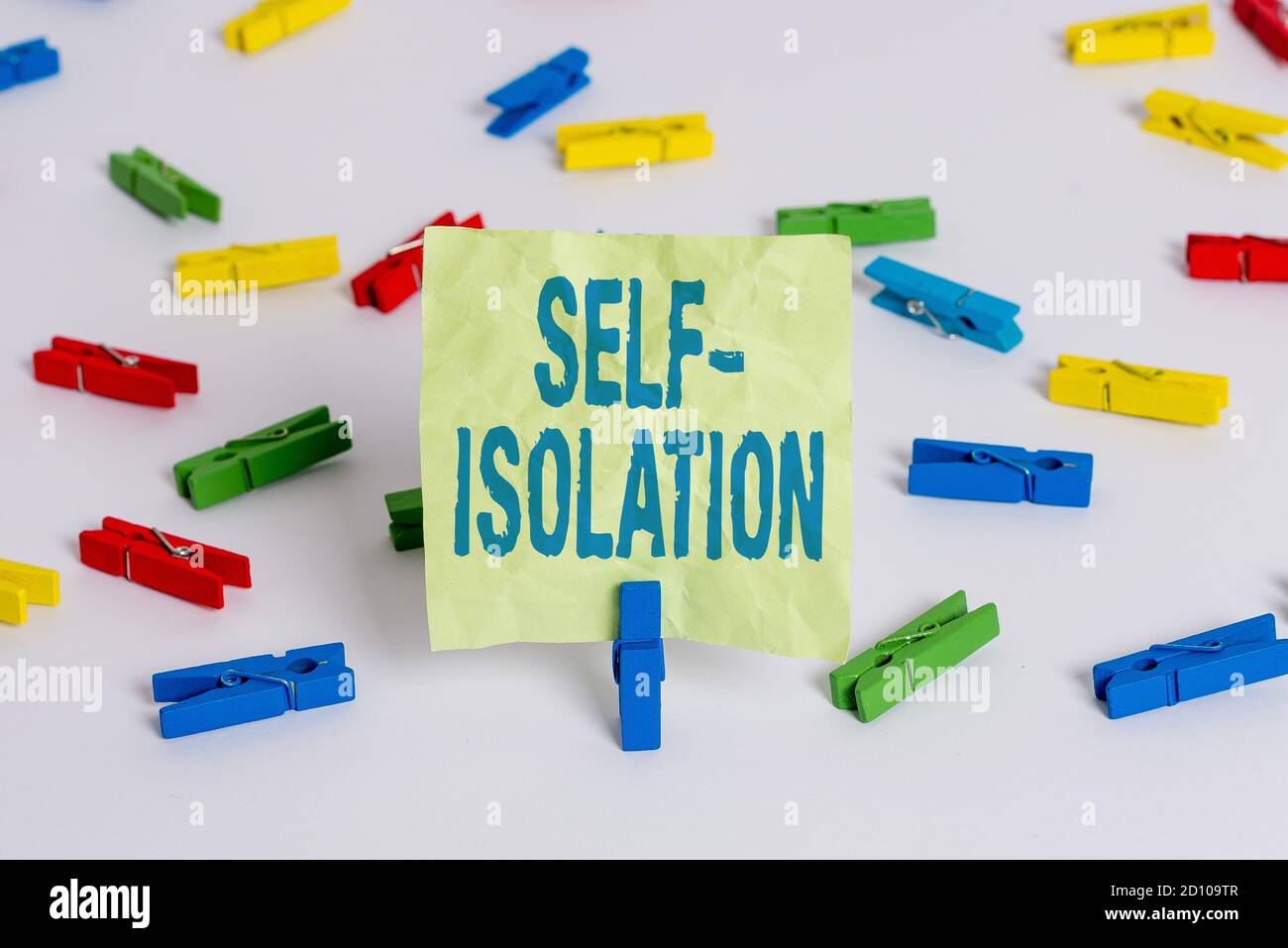 Writing note showing Self Isolation. Business concept for promoting ...
