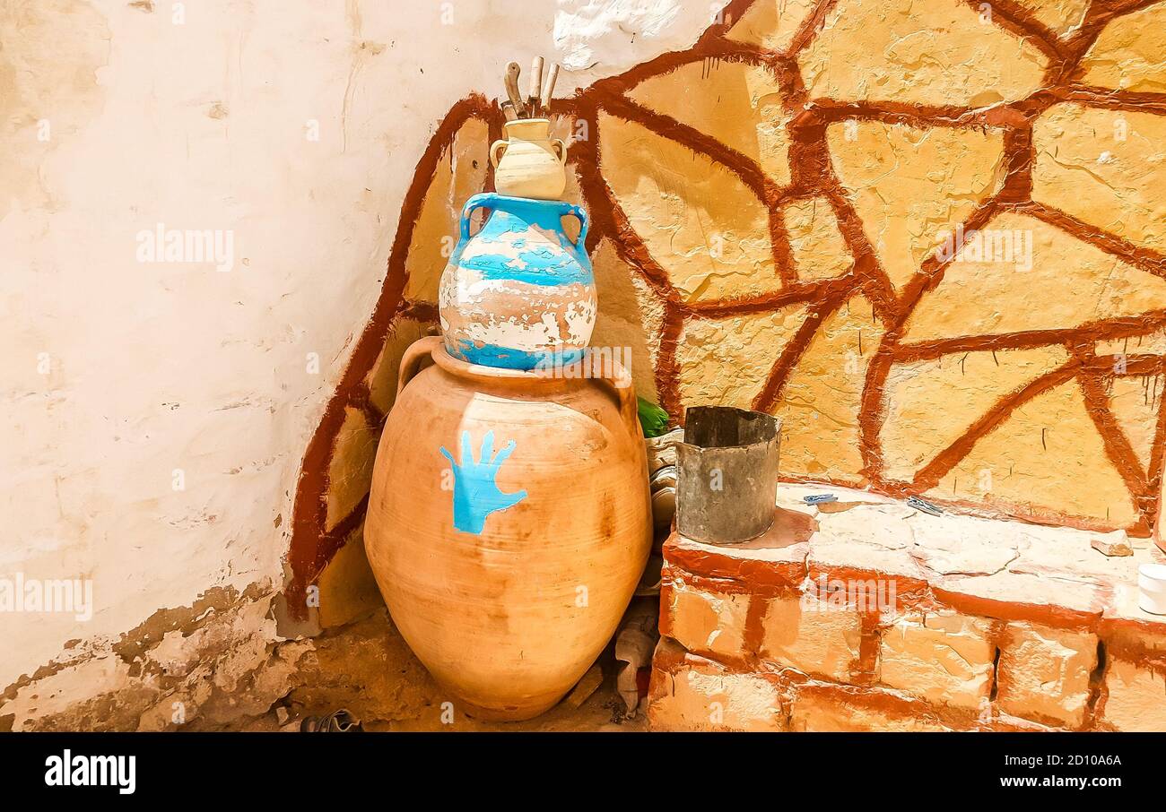 Traditional pottery of the Berbers, called troglodytes. Matmata, Sahara ...