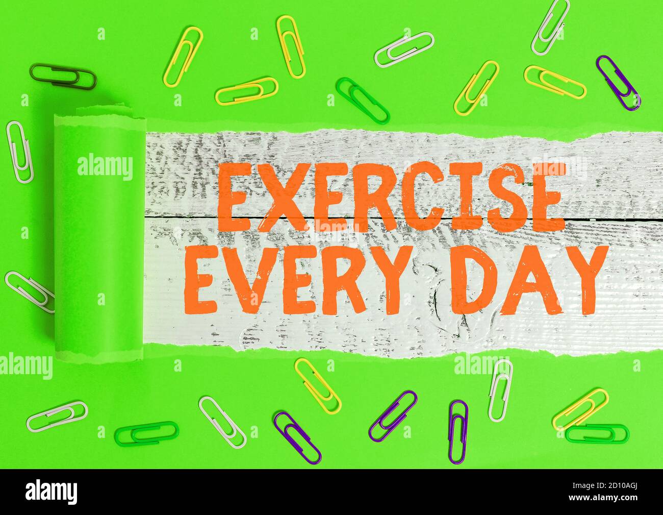 Writing note showing Exercise Every Day. Business concept for move body ...