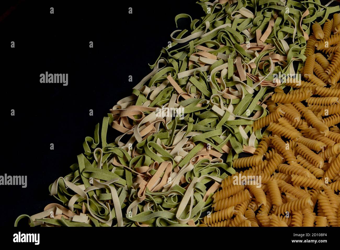 Variety of types and shapes of dry Italian pasta. Italian Macaroni raw ...