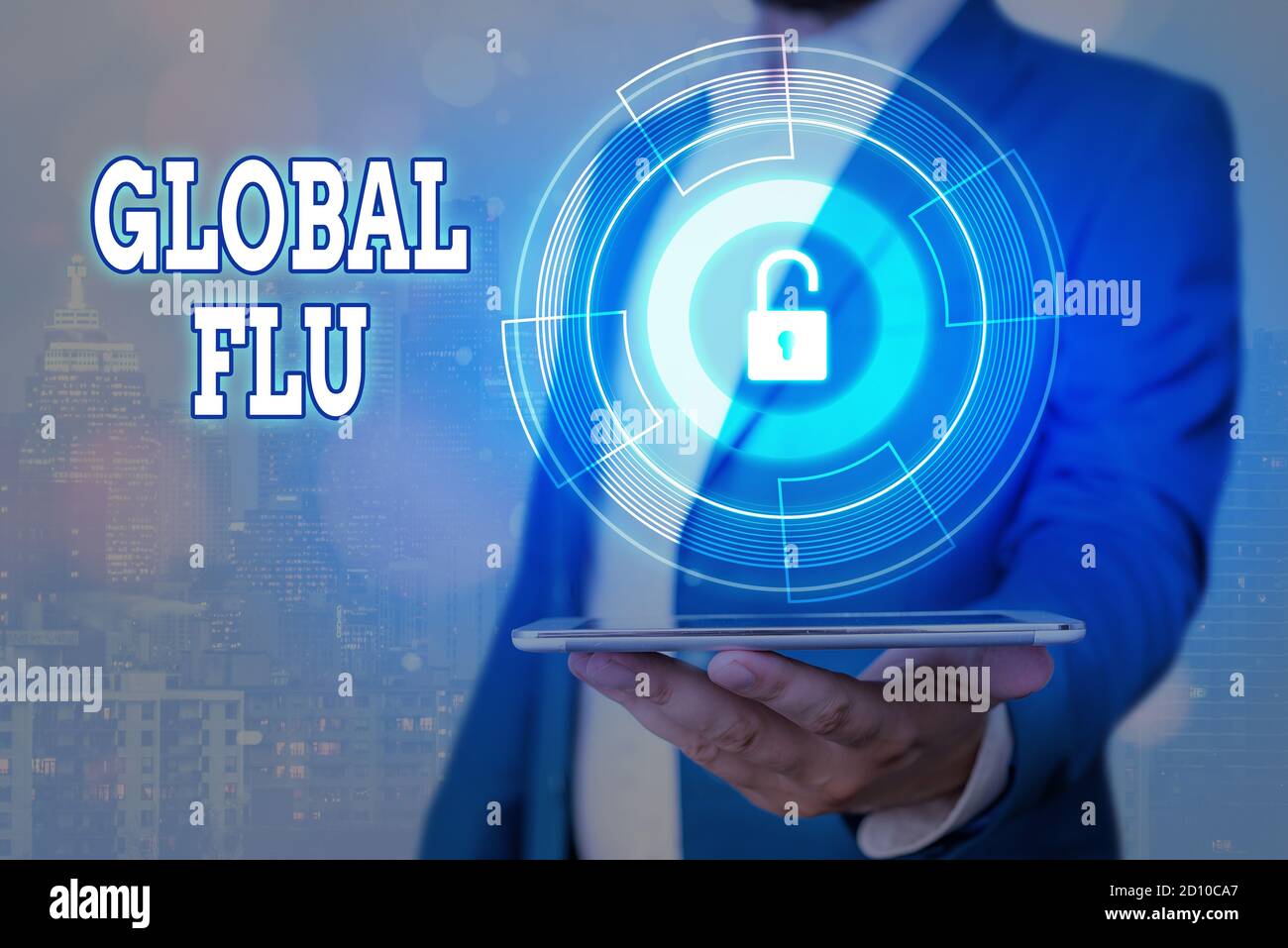Handwriting text Global Flu. Conceptual photo Common communicable ...
