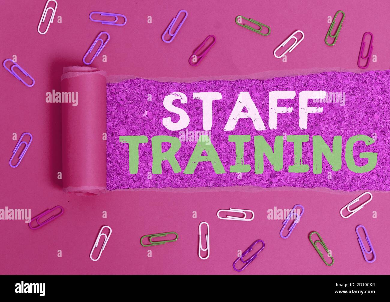 Writing note showing Staff Training. Business concept for program that ...