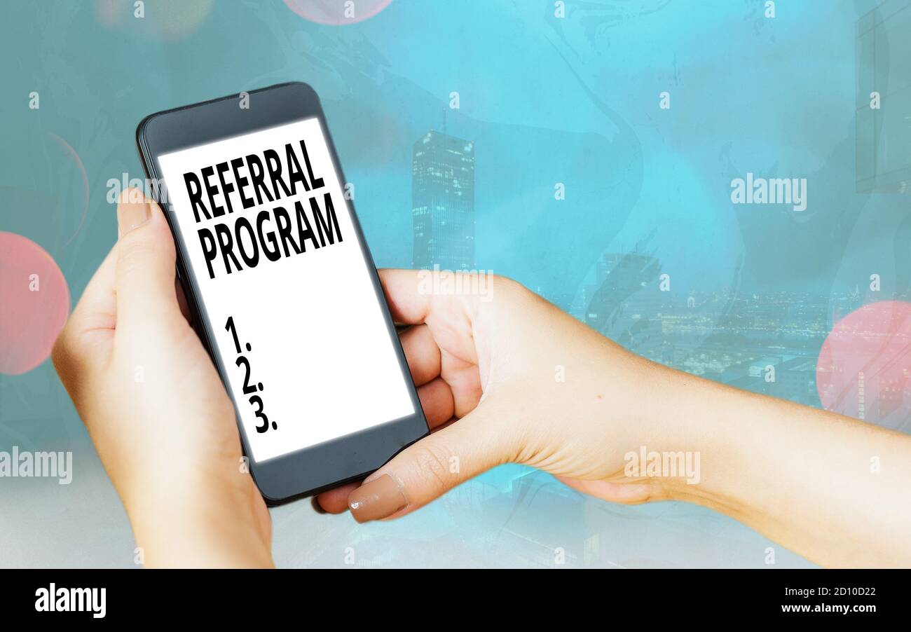 Handwriting text Referral Program. Conceptual photo employees are ...