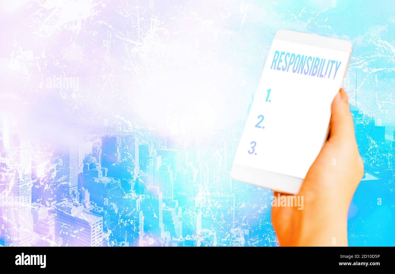 Conceptual hand writing showing Responsibility. Concept meaning state ...