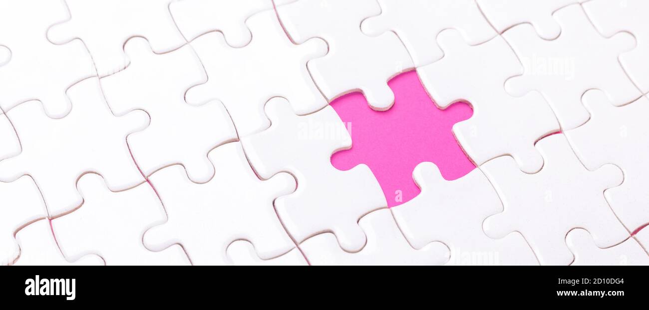 Missing piece of puzzle on white background - Image Stock Photo - Alamy