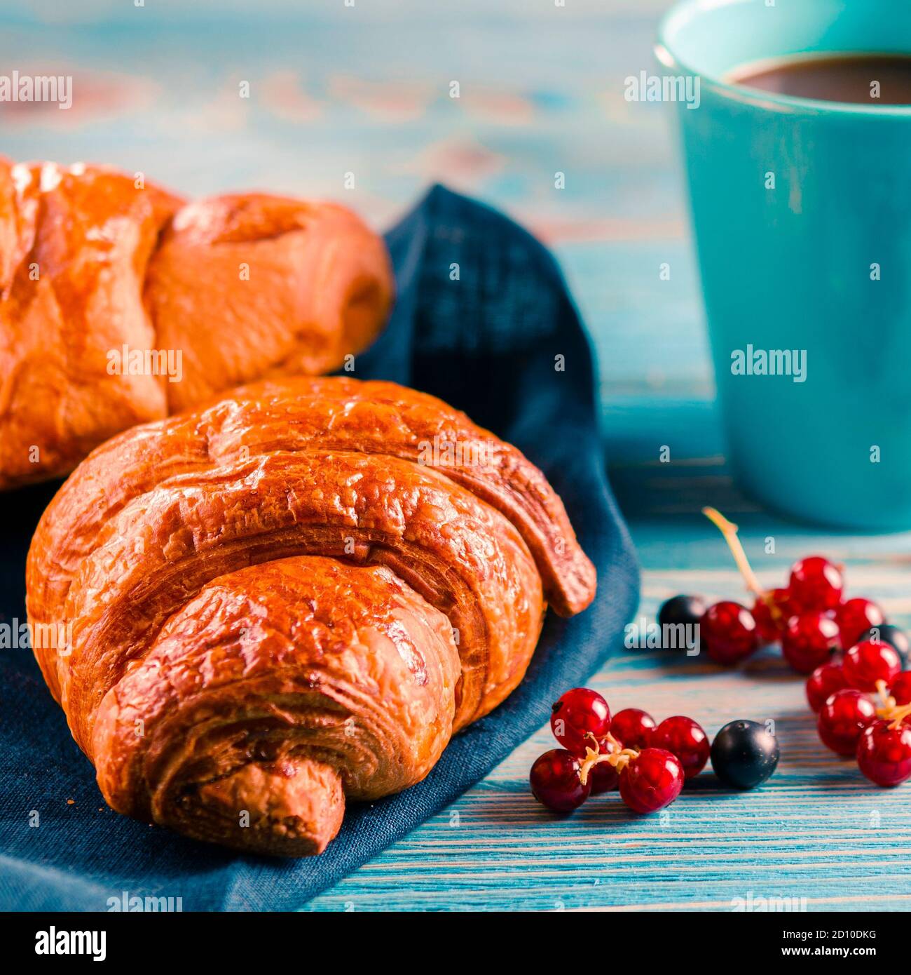 Classic French breakfast with croissants and coffee Stock Photo - Alamy