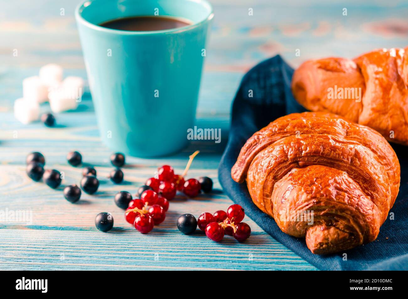 Classic French breakfast with croissants and coffee Stock Photo - Alamy