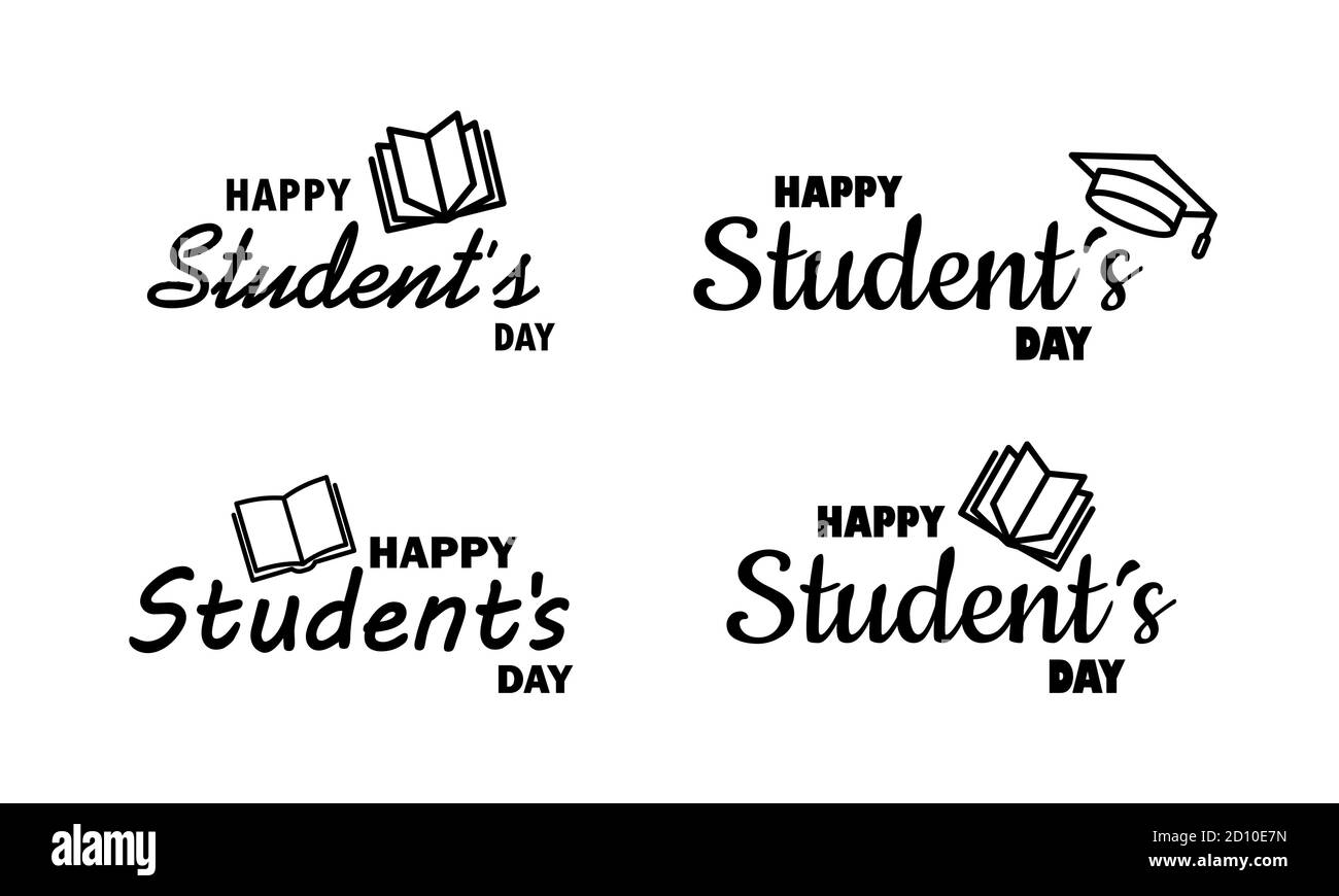 Happy student s day icon set in black. Student life concept. Vector on ...
