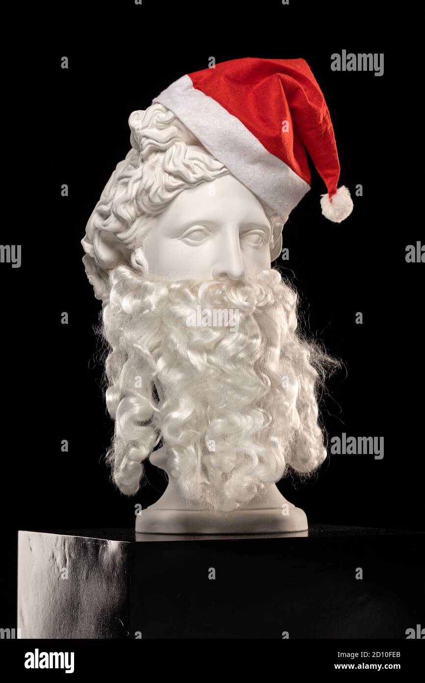 White plaster Statue of Apollo Belvedere with a long white beard and in ...