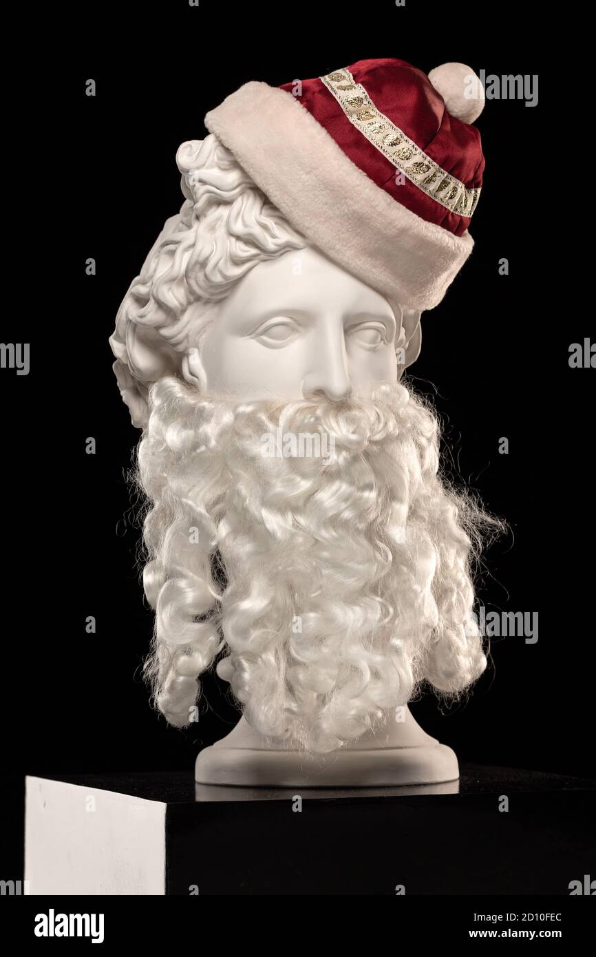 White plaster Statue of Apollo Belvedere with a long white beard and in ...