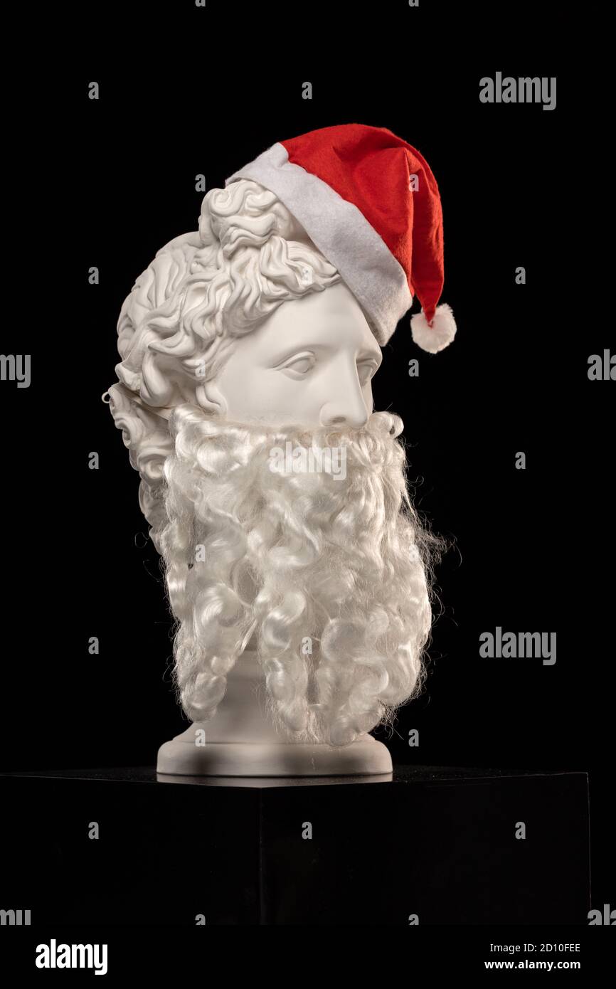 White plaster Statue of Apollo Belvedere with a long white beard and in ...