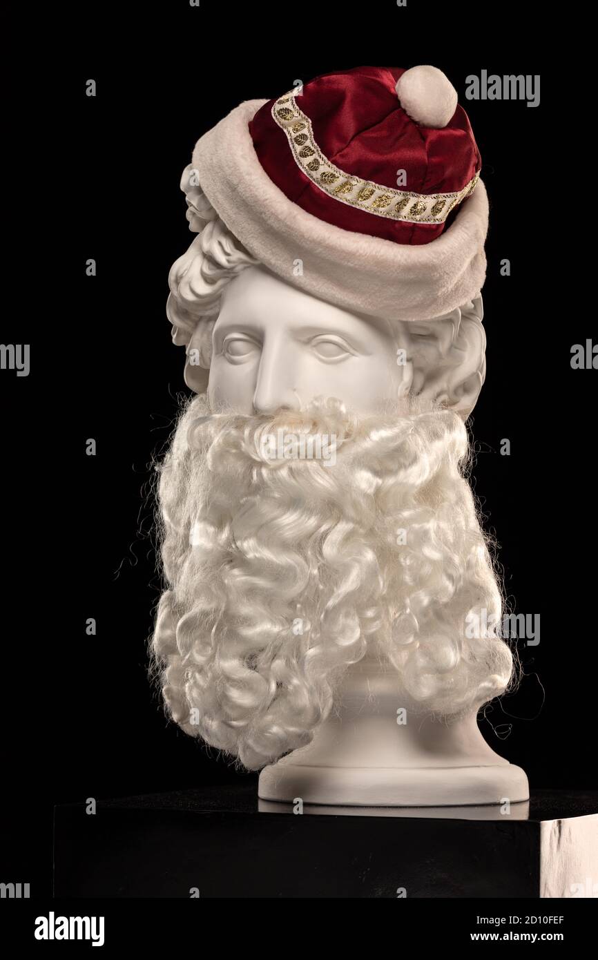 White plaster Statue of Apollo Belvedere with a long white beard and in ...