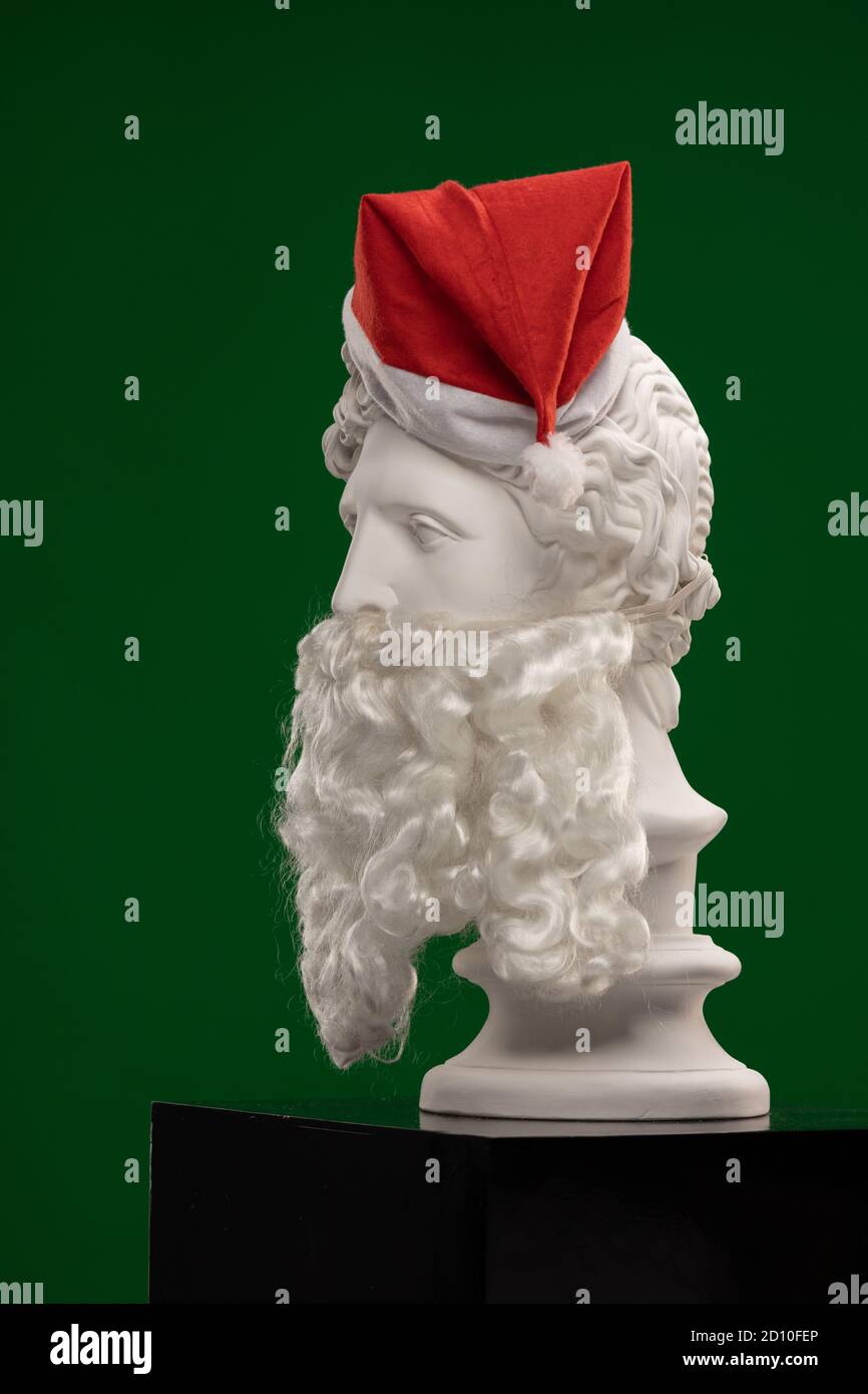 White plaster Statue of Apollo Belvedere with a long white beard and in ...