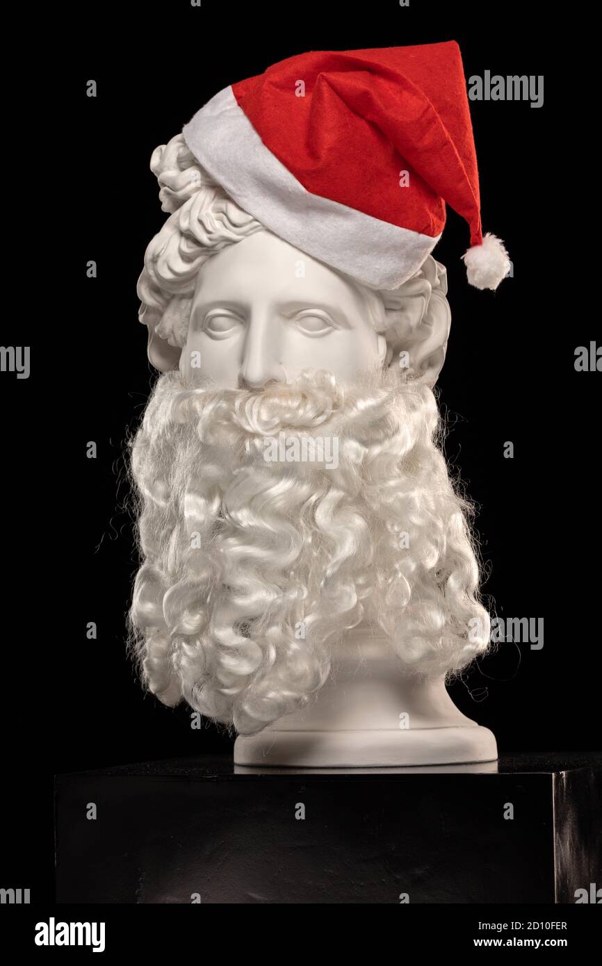 White plaster Statue of Apollo Belvedere with a long white beard and in ...