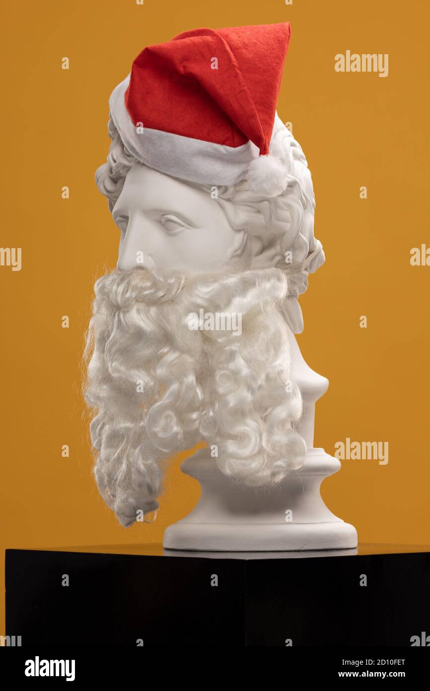 White plaster Statue of Apollo Belvedere with a long white beard and in ...