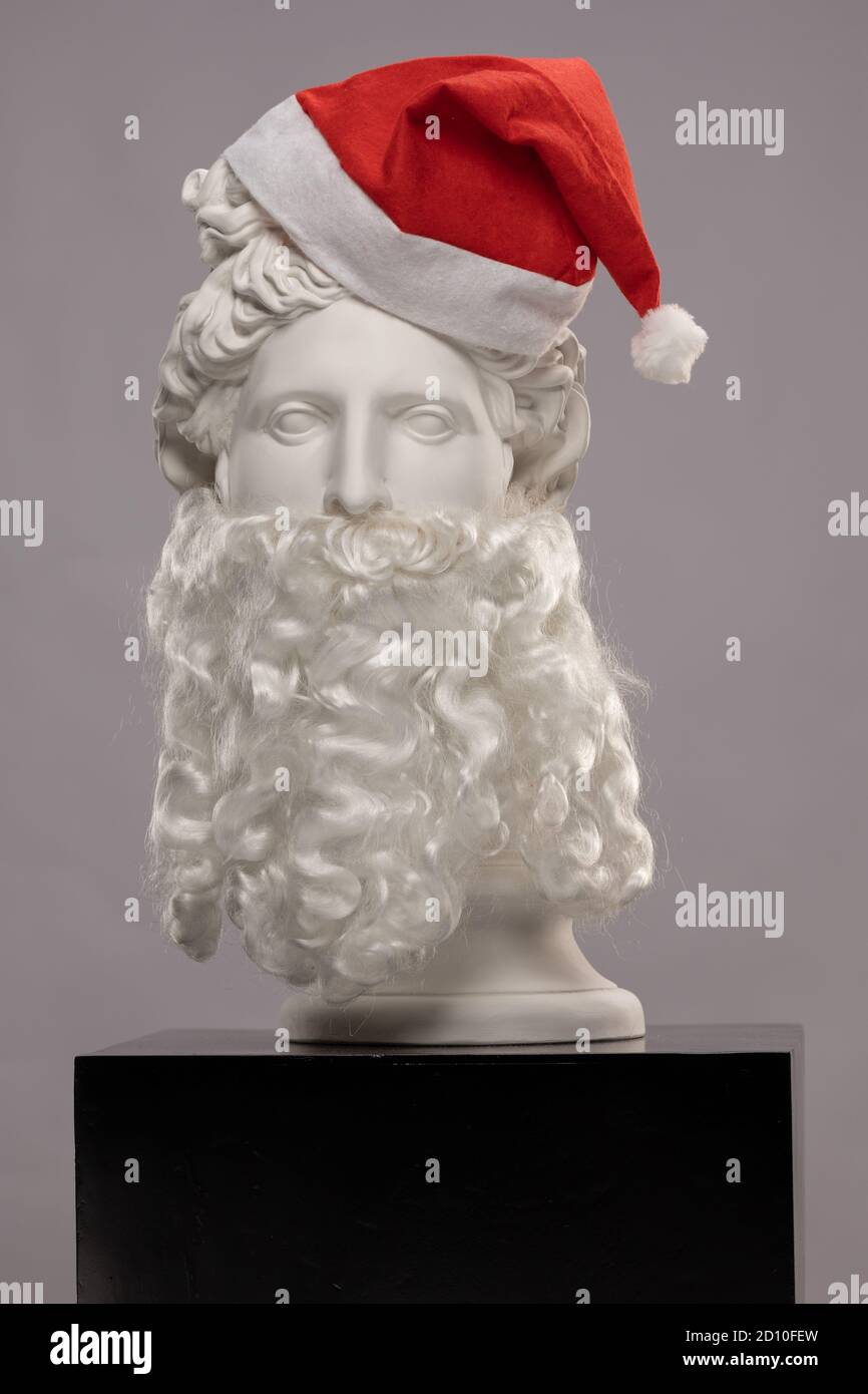 White plaster Statue of Apollo Belvedere with a long white beard and in ...